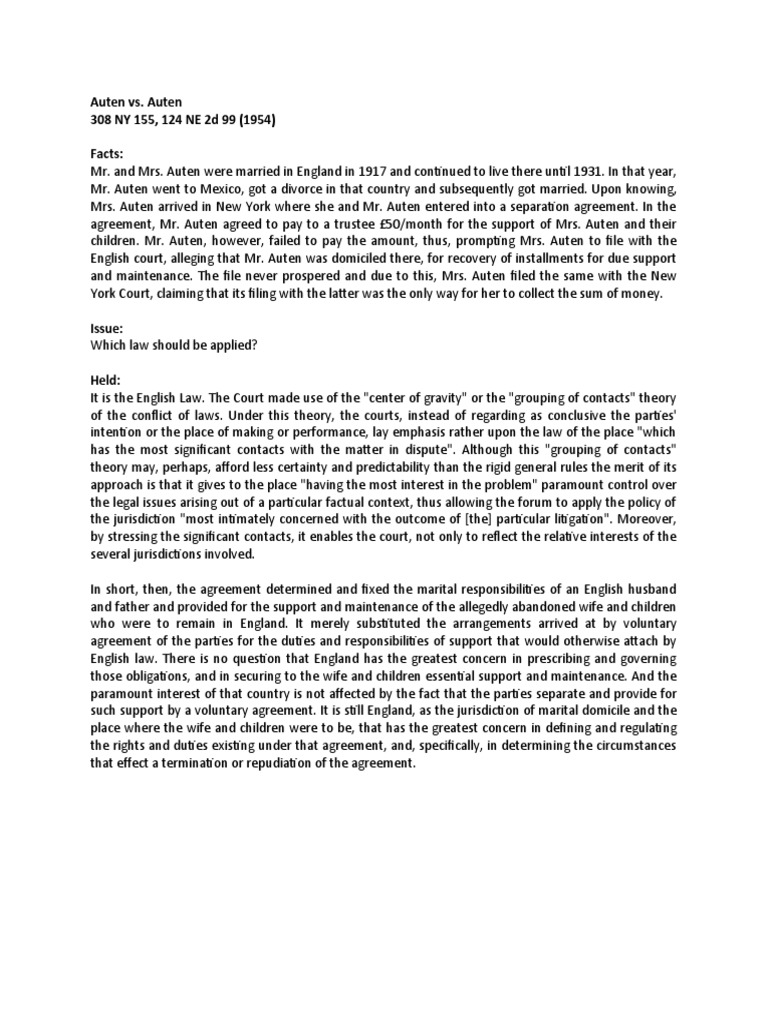 Auten Vs Auten | PDF | Jurisdiction | Marriage