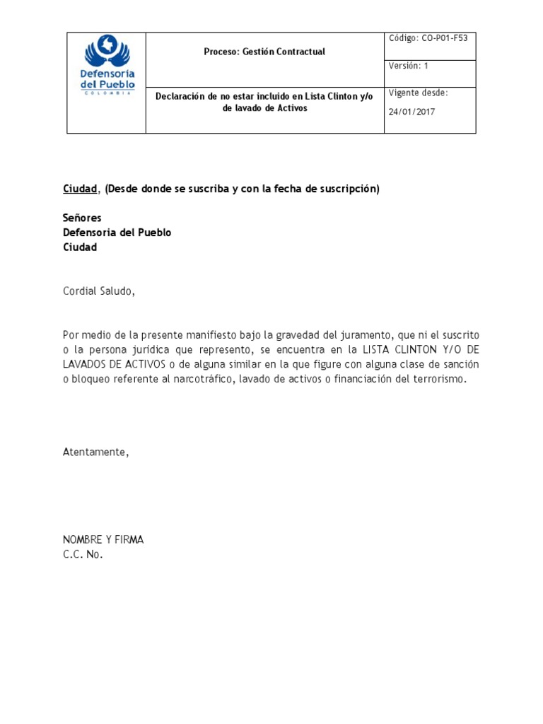 Formato Lista Clinton | PDF