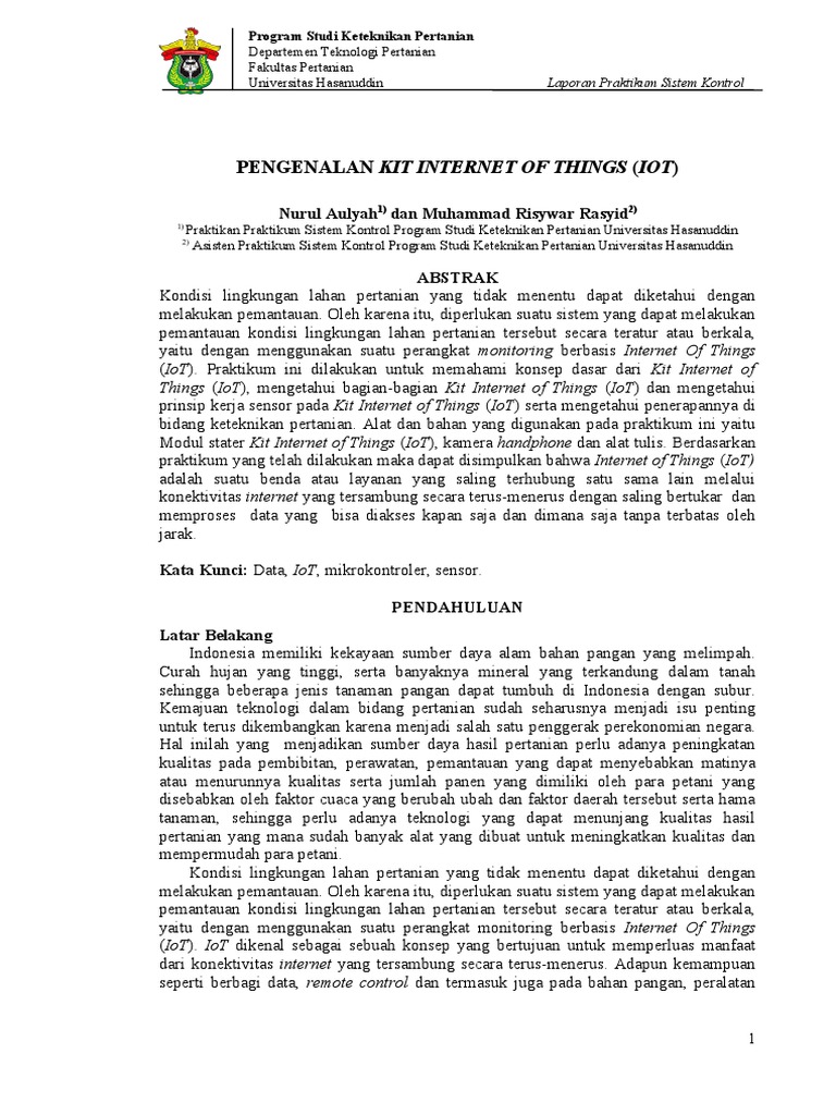 ASS 2 Pengenalan IOT - Nurul Aulyah G041191065 | PDF