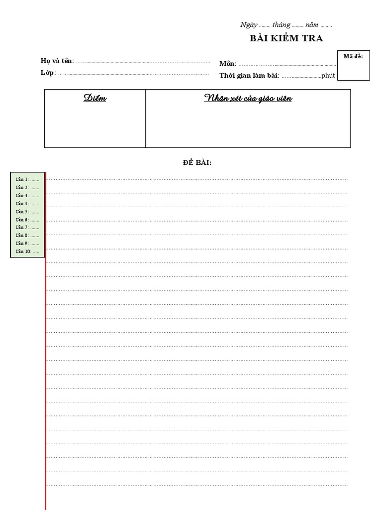 Mau Giay Kiem Tra | PDF