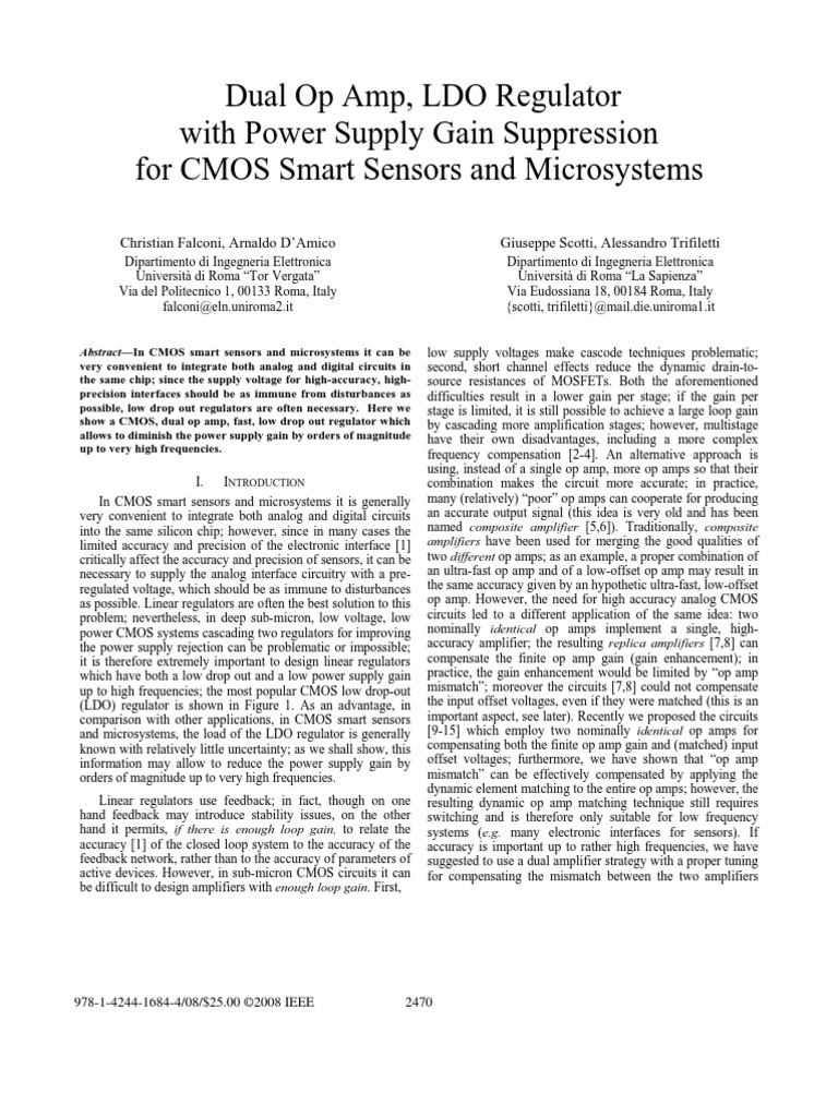 Dual Op Amp, LDO Regulator With Power Supply Gain Suppression For CMOS ...