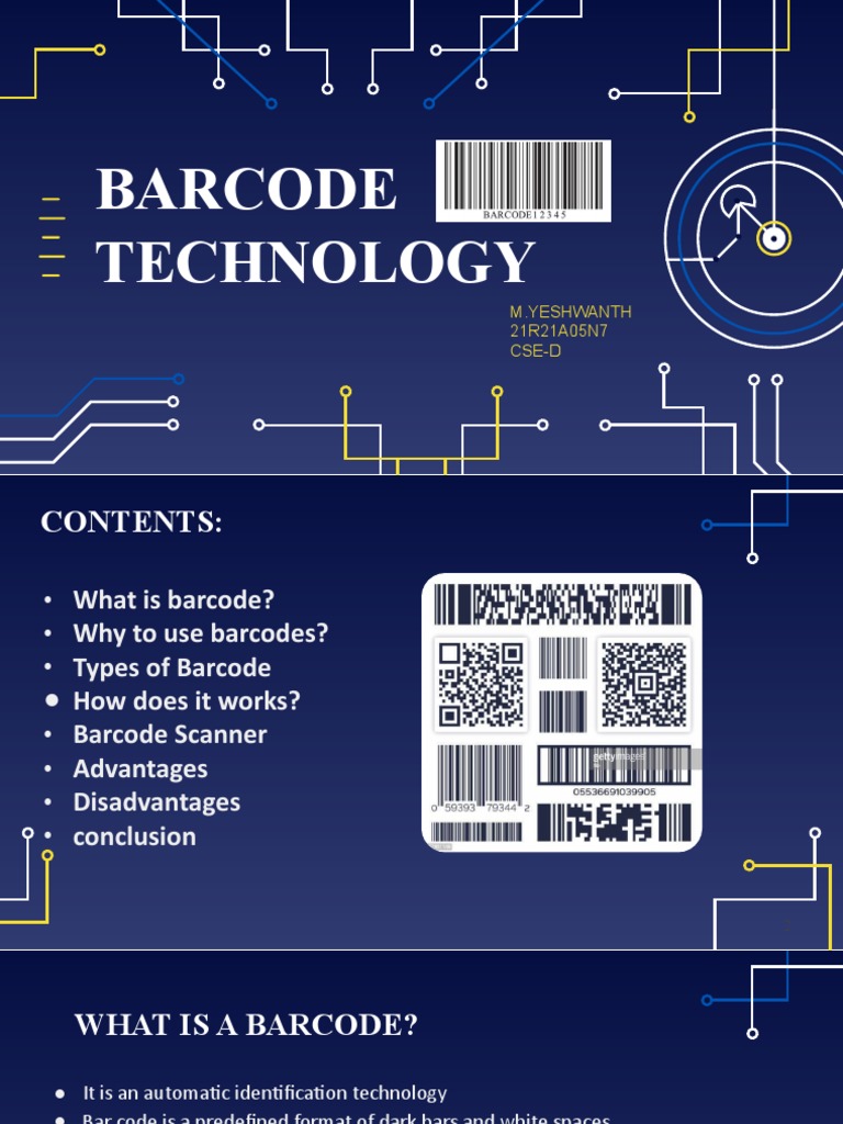 Barcode Technology: M.Yeshwanth 21R21A05N7 Cse-D | PDF | Barcode ...