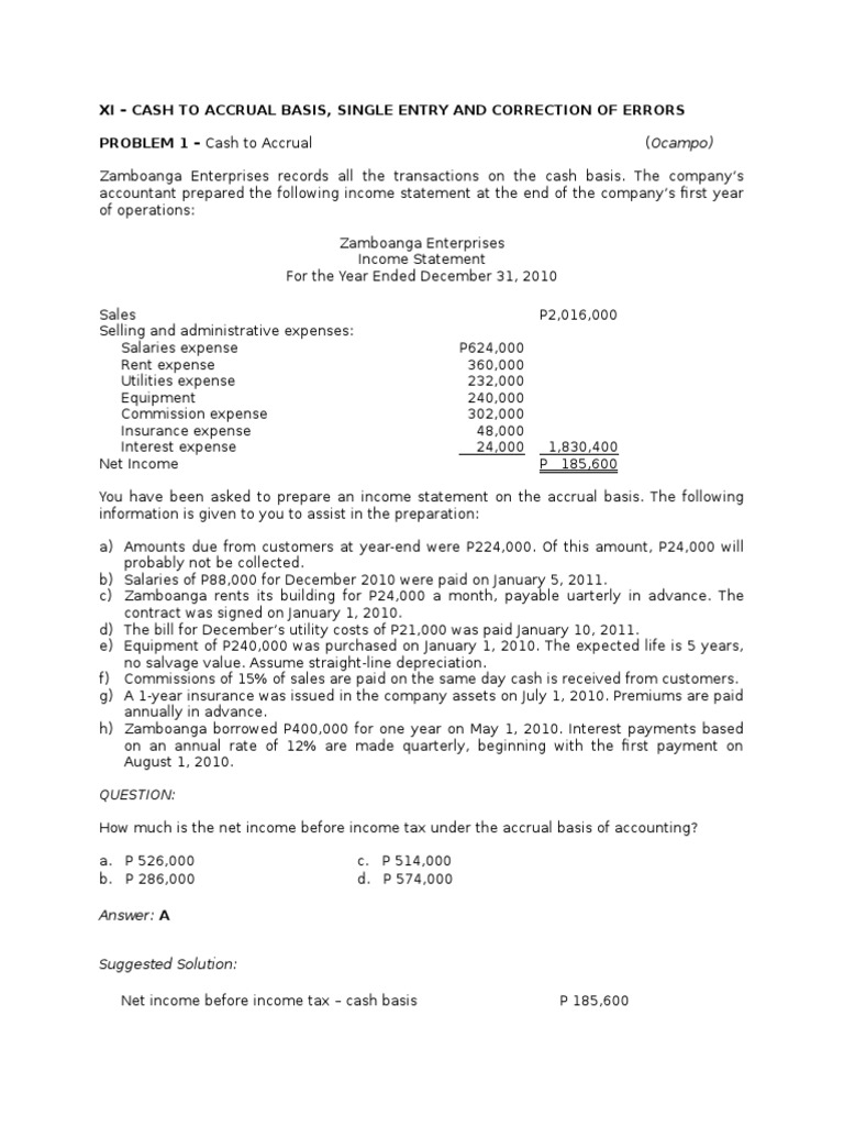 Auditing Problems | PDF | Accrual | Debits And Credits