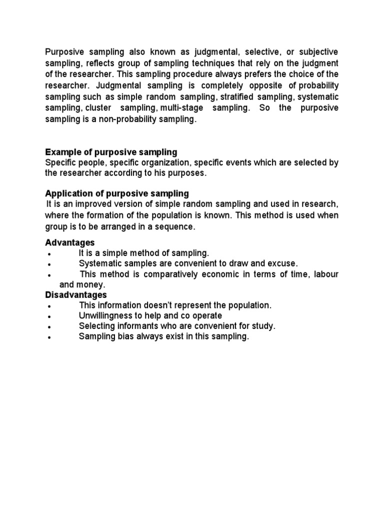 Purposive Sampling Also Known As Judgmental | PDF | Sampling ...