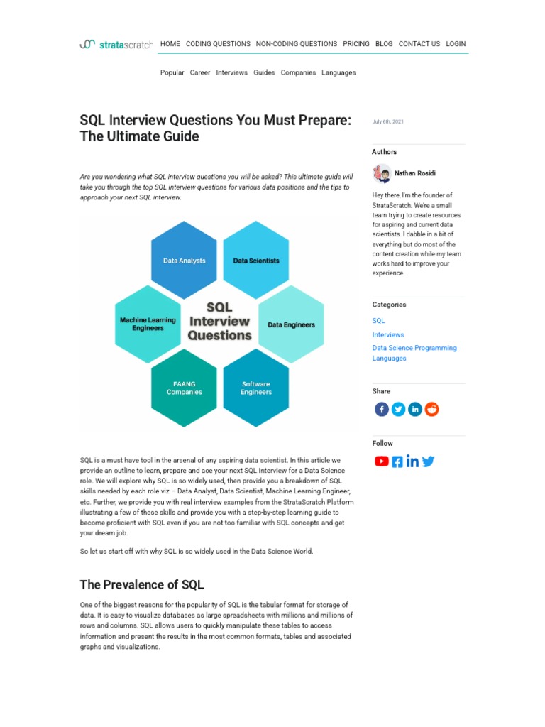 SQL Interview Questions You Must Prepare: The Ultimate Guide | PDF ...
