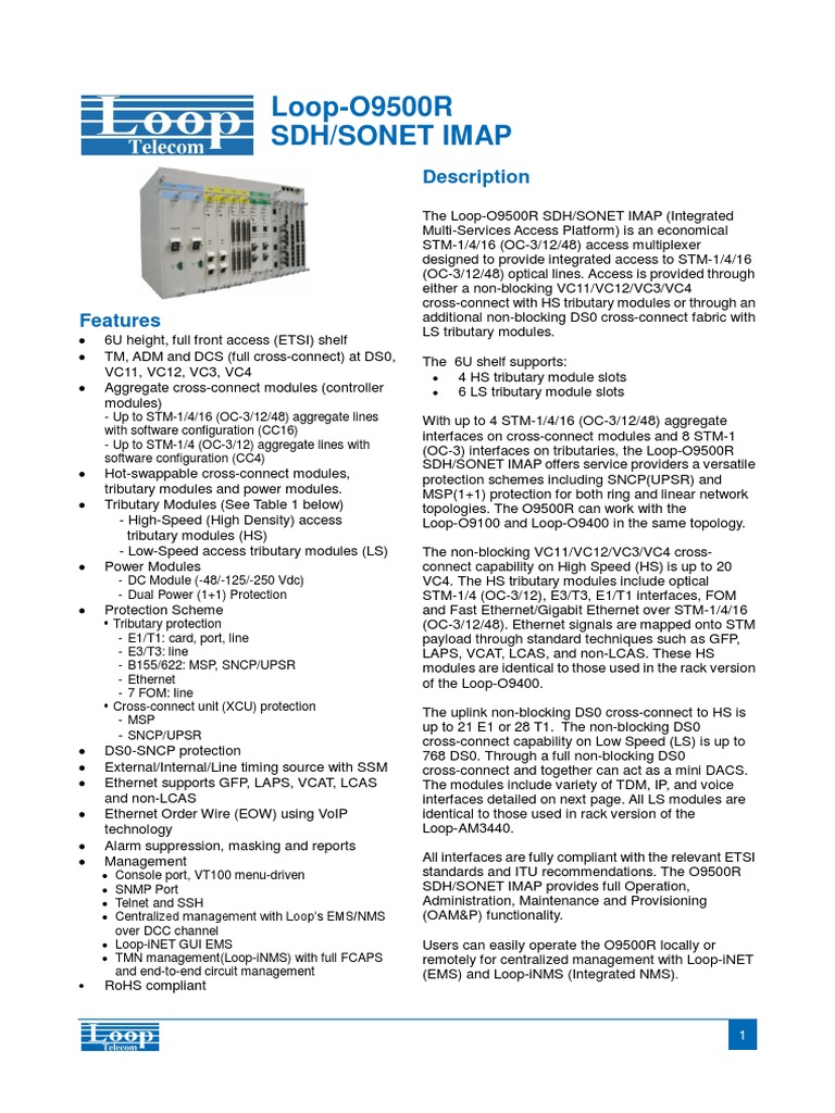 O9500r - SDH | PDF | Manufactured Goods | Physical Layer Protocols