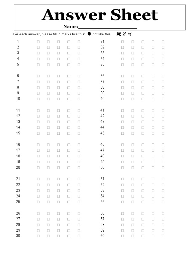 Answer Sheet Objective | PDF