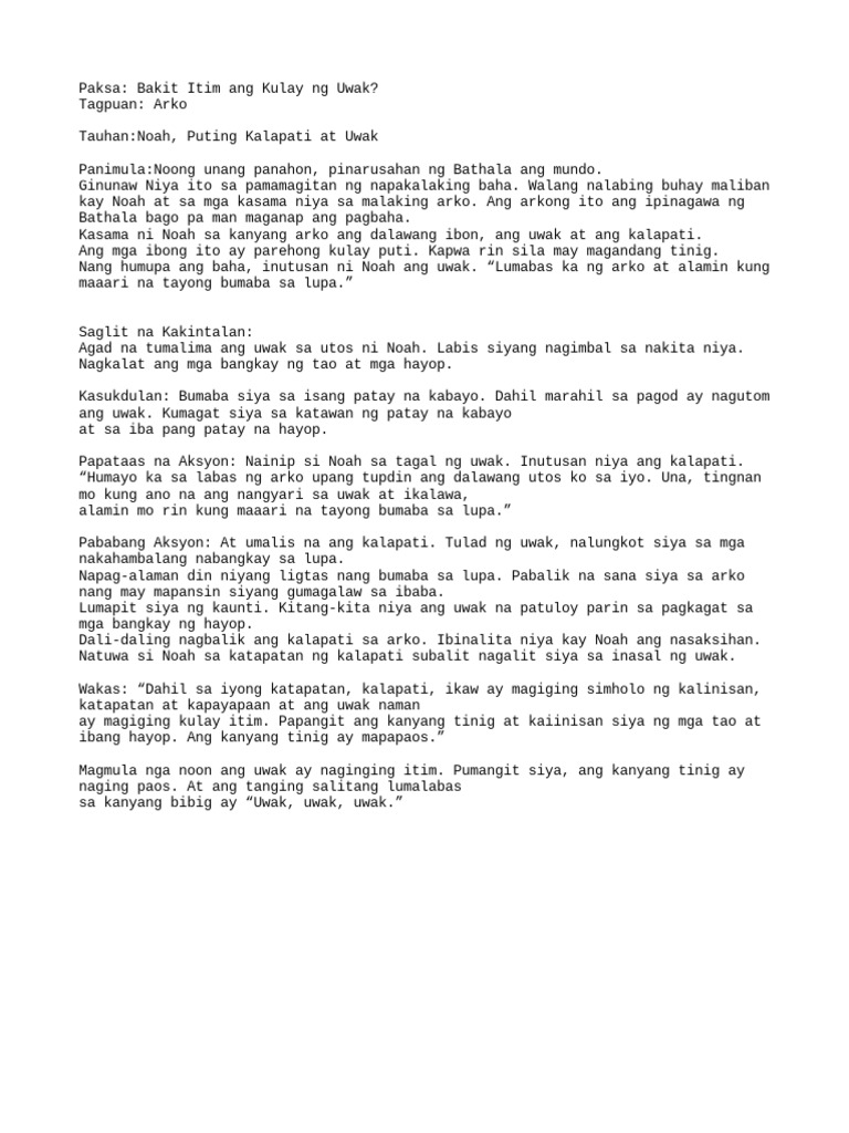 Bakit Itim Ang Uwak | PDF