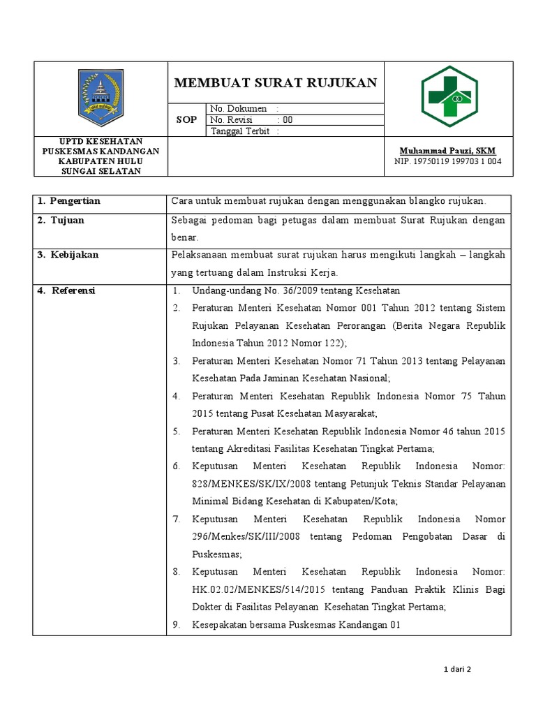 Sop Membuat Surat Rujukan | PDF