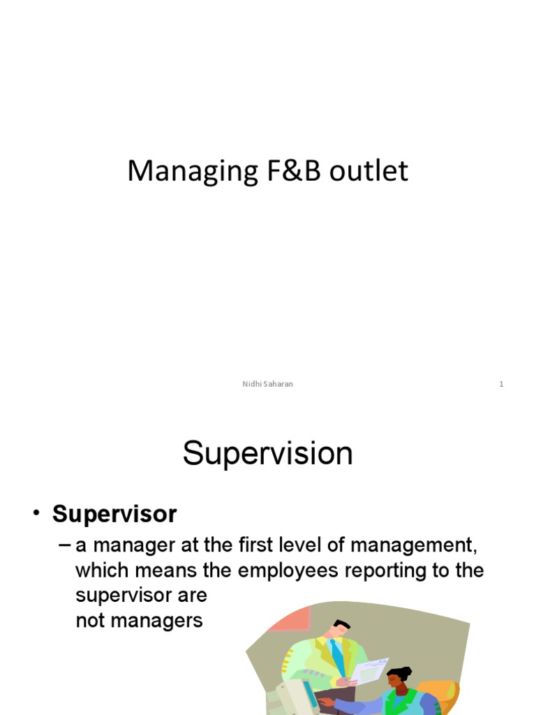 Managing F&B Outlet | PDF | Supervisor | Skill