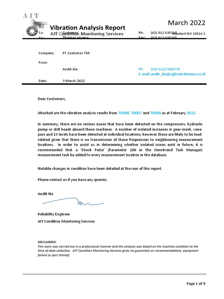 Vibration Report - Andik Ika | PDF | Pump | Mechanical Engineering
