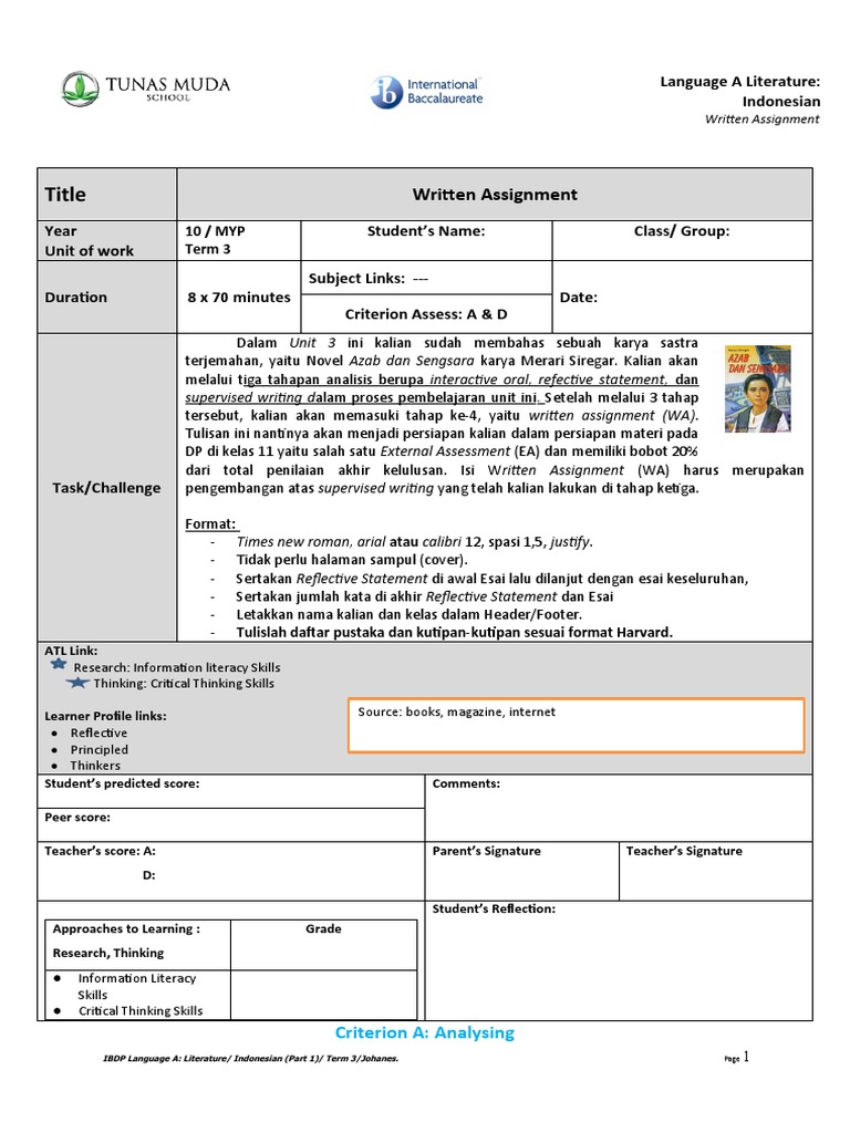 R10 U3 Azab Dan Sengsara Written Assignment | PDF | Communication | Syntax