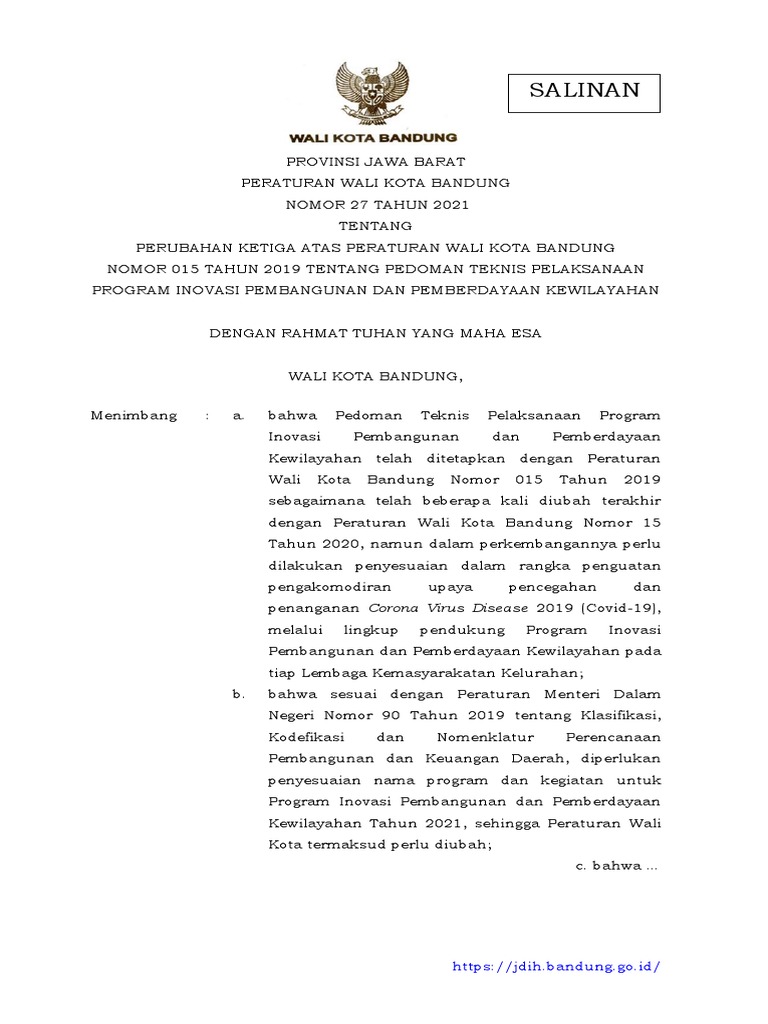 SLN Perwal 27 Tahun 2021 | PDF