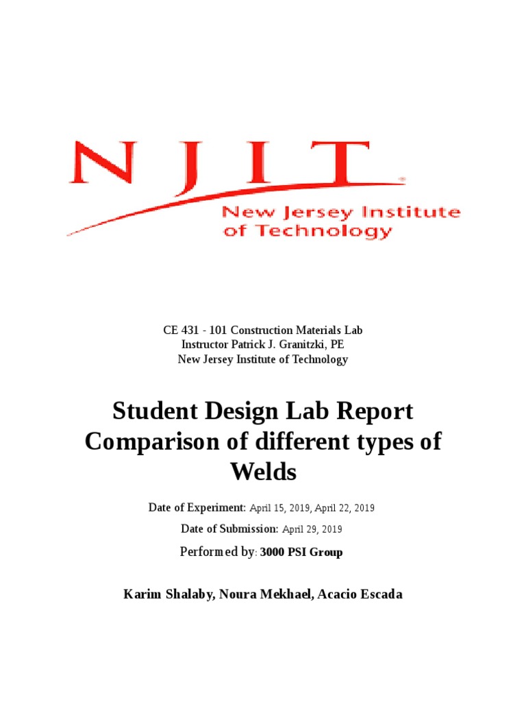 Student Design Lab Report Comparison of Different Types of Welds | PDF ...