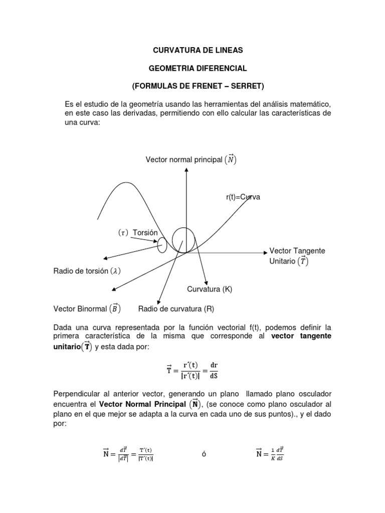 Vector Tangente, Normal, Binormal y Curvatura | PDF | Espacio | Formas ...