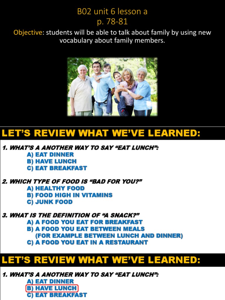 Family Vocabulary and Activities Guide | PDF | Grandparent | Meal