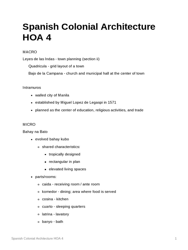 Spanish Colonial Architecture HOA 4 | PDF