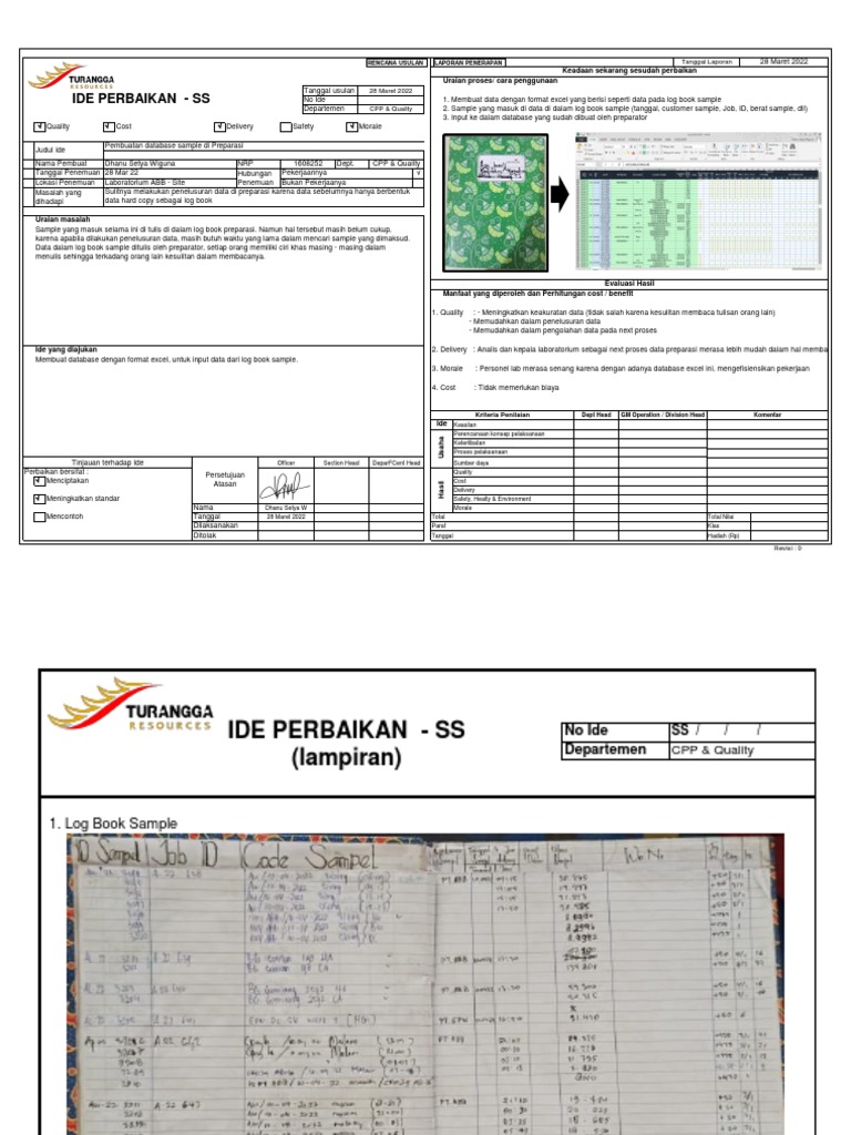 SS Pembuatan Data Log Sample - Preparasi | PDF