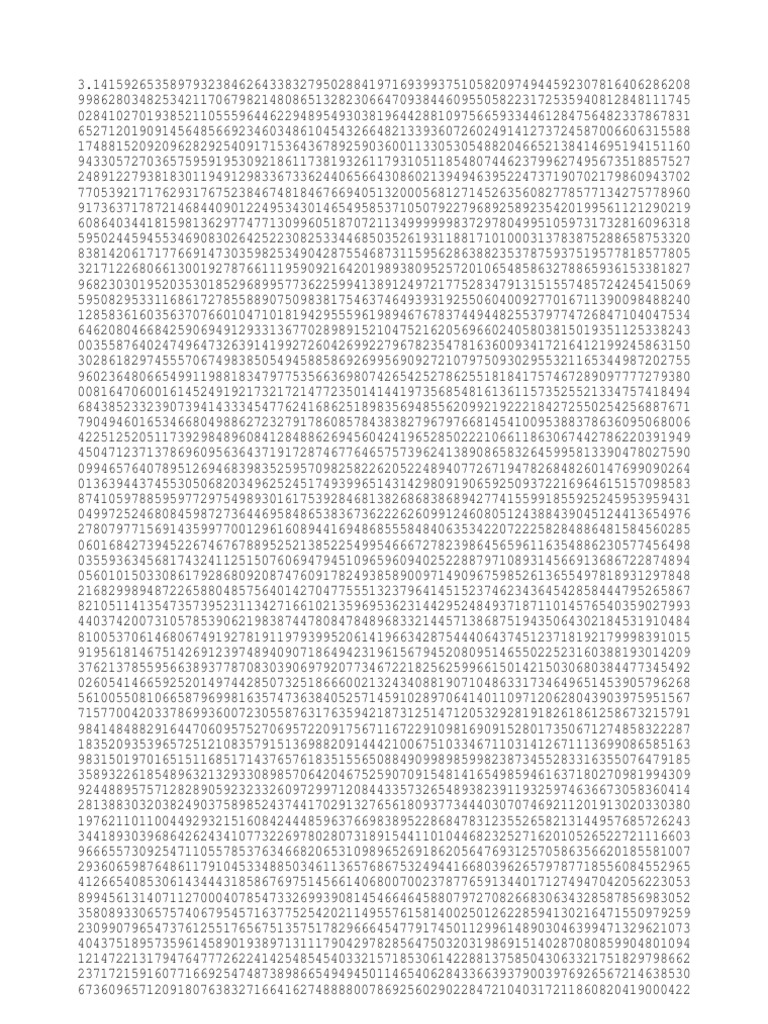 Million Pi Digits | PDF