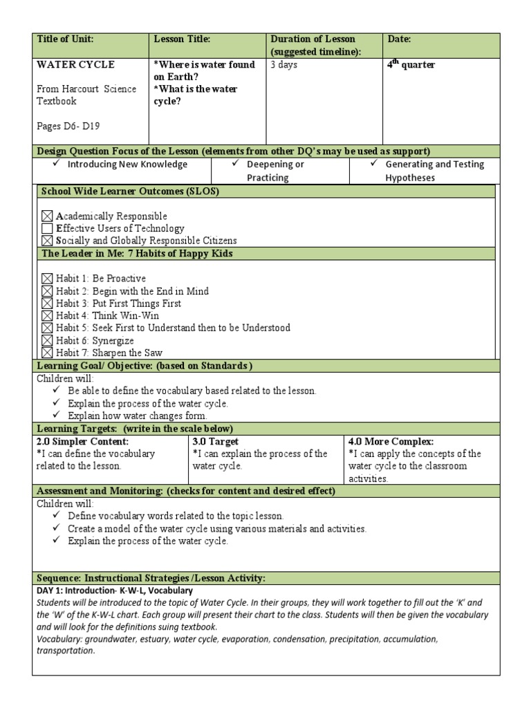 Water Cycle 3 Day Lesson | Download Free PDF | Water Cycle | Water