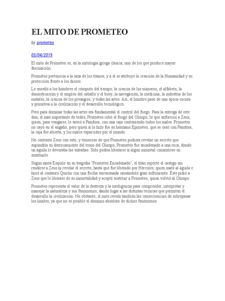 El Mito de Prometeo | PDF