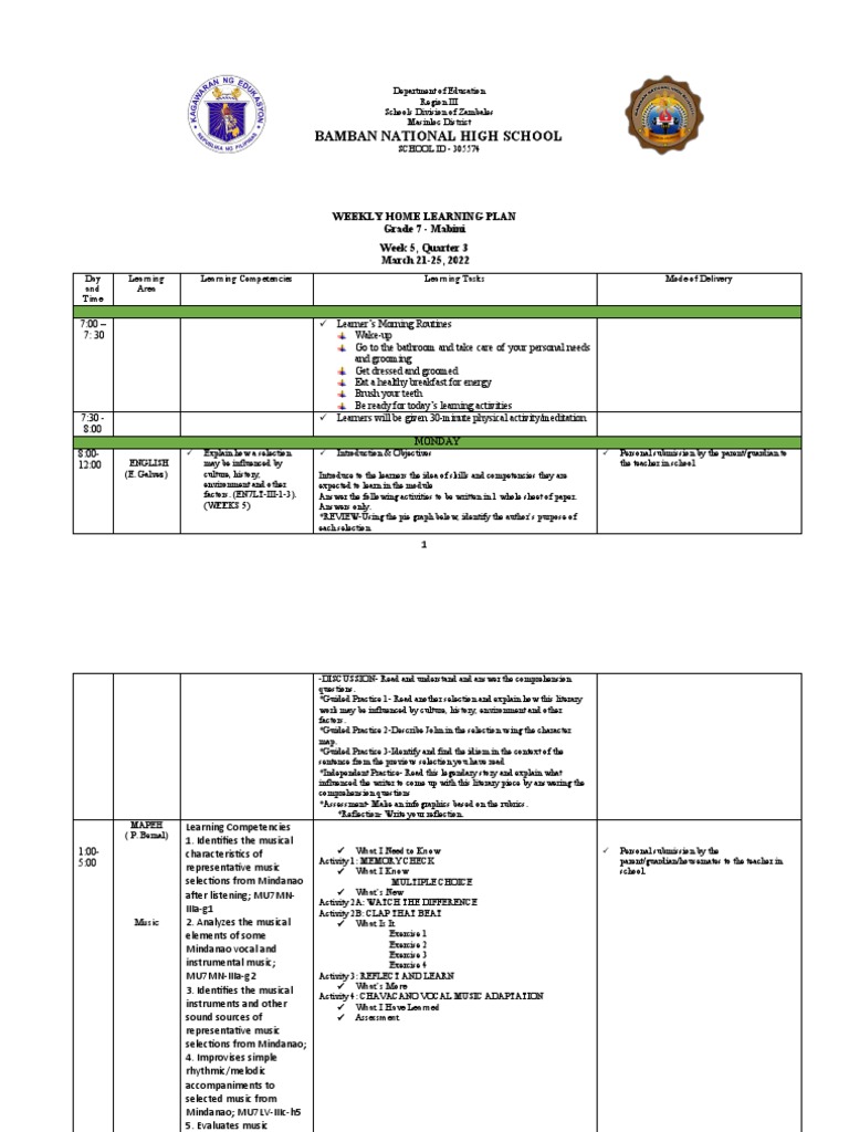 Quarter 3, Week 5 - 2021-2022 | PDF