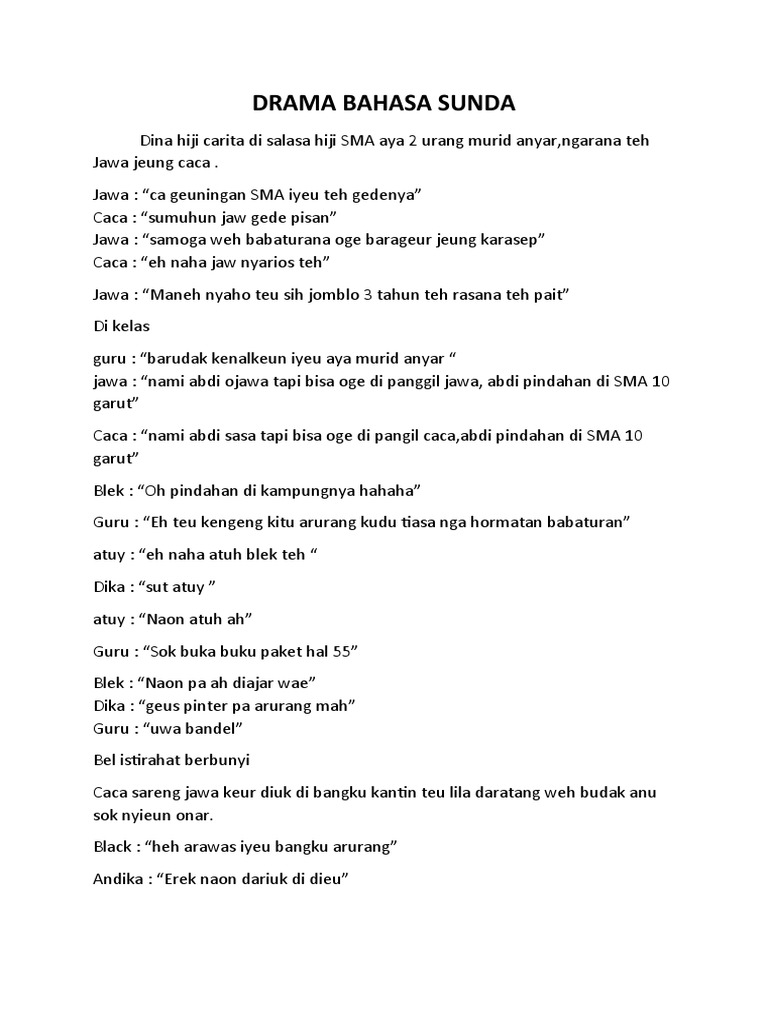 Drama Bahasa Sunda | PDF