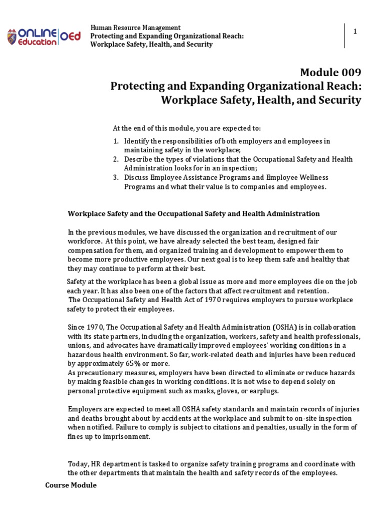 Module 009 Protecting and Expanding Organizational Reach Workplace ...