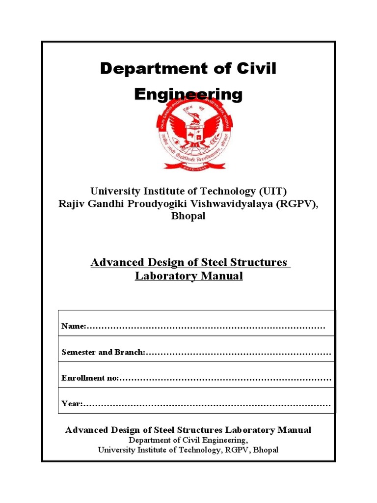 Advance Design of Steel Structures Lab Manual | PDF | Truss | Bridge