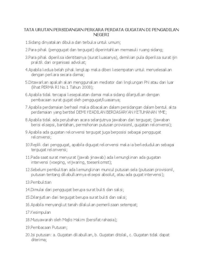 Alur Persidangan Perkara Perdata | PDF