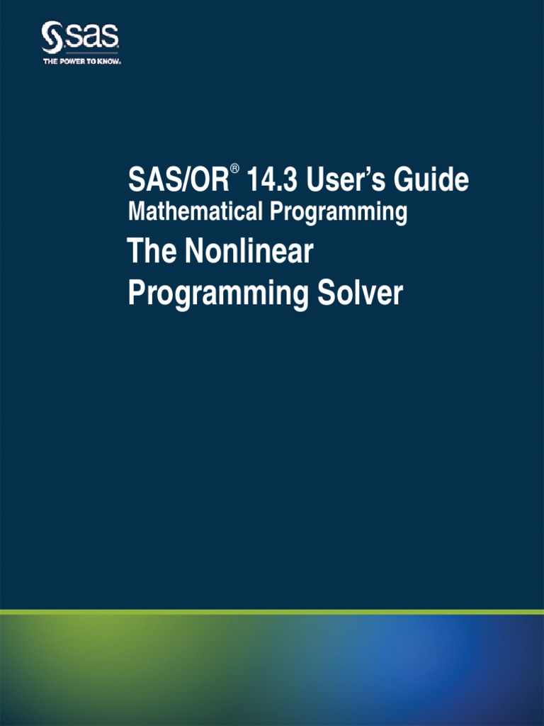 Sas/Or 14.3 User's Guide: The Nonlinear Programming Solver | PDF ...