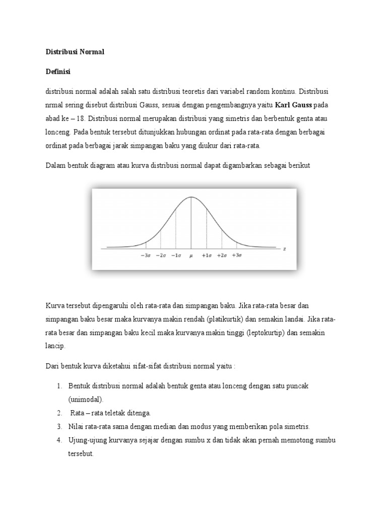 Distribusi Normal Definisi, Fungsi Kumulatif, Contoh | PDF