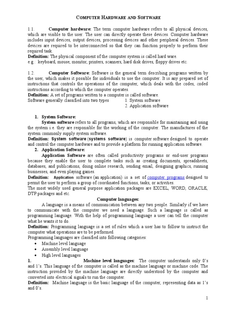 Computer Hardware And Software Pdf Assembly Language Computer Programming