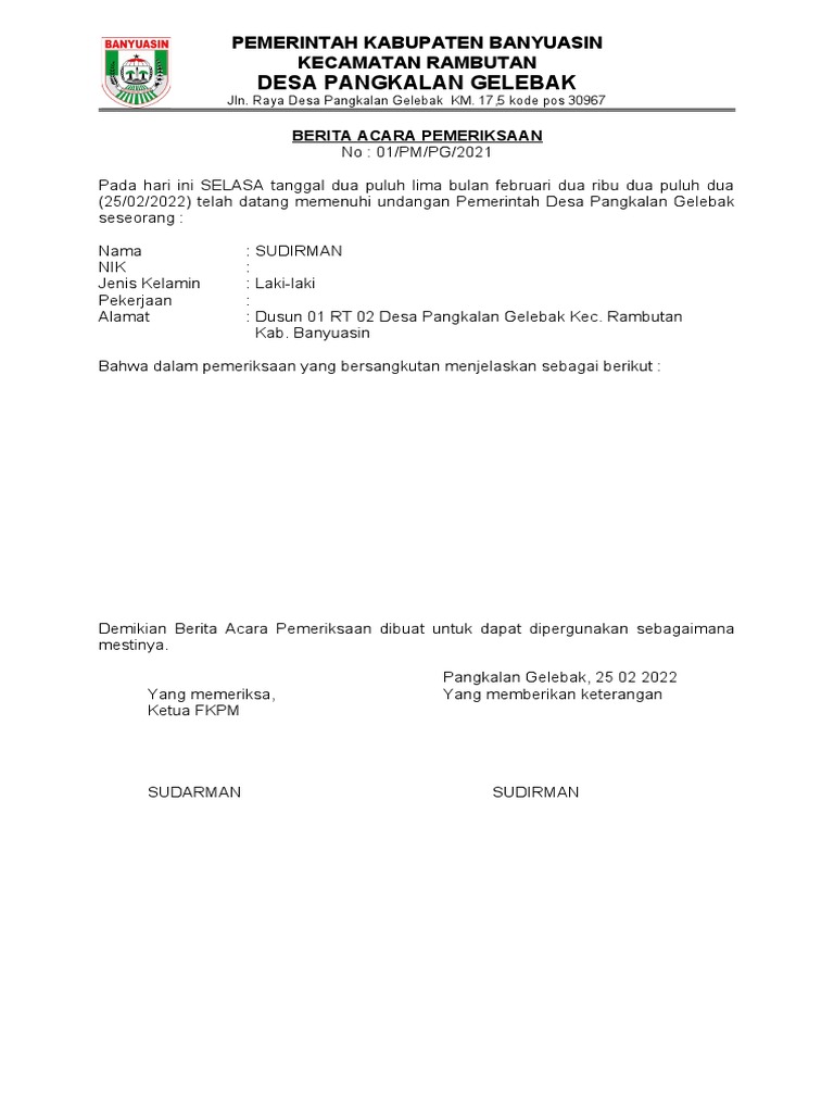 BA Pemeriksaan FKPM | PDF