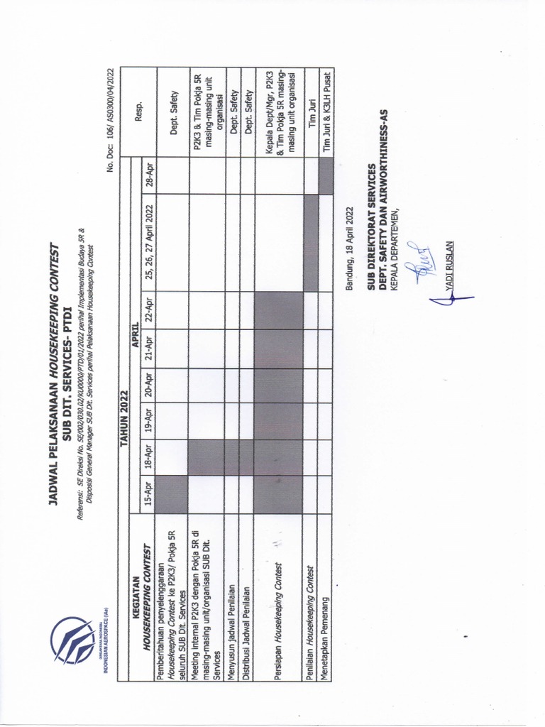 Jadwal Housekeeping Contest002 | PDF