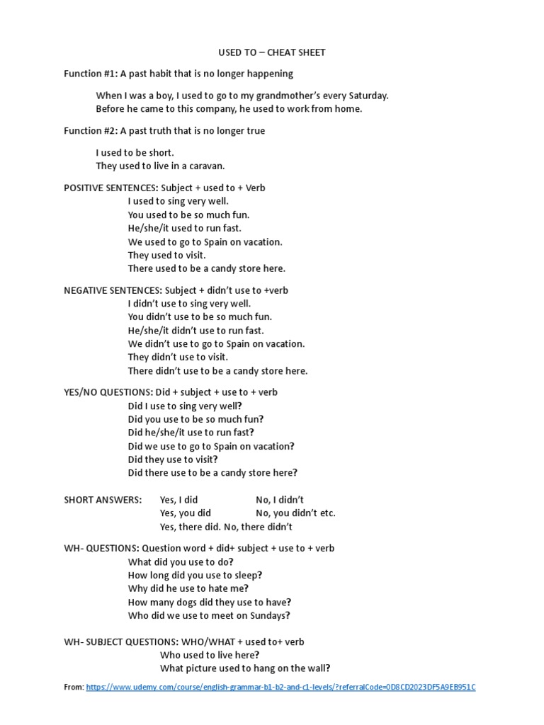 Used To Cheat Sheet | PDF