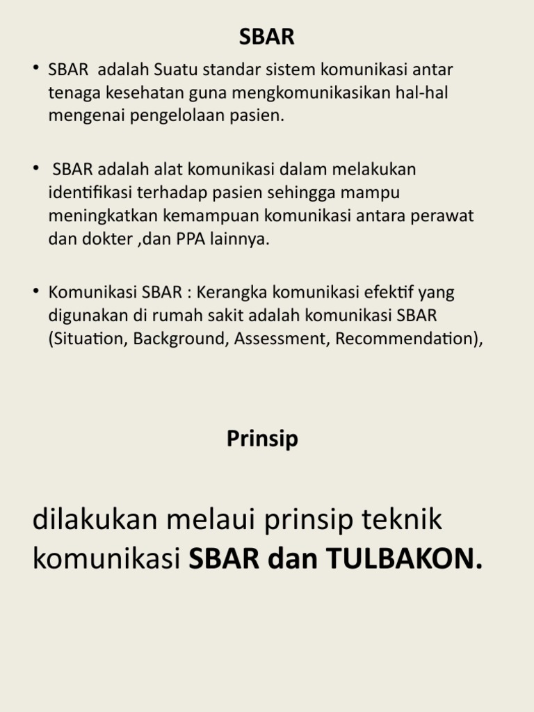 Presentation Sbar Komunikasi | PDF