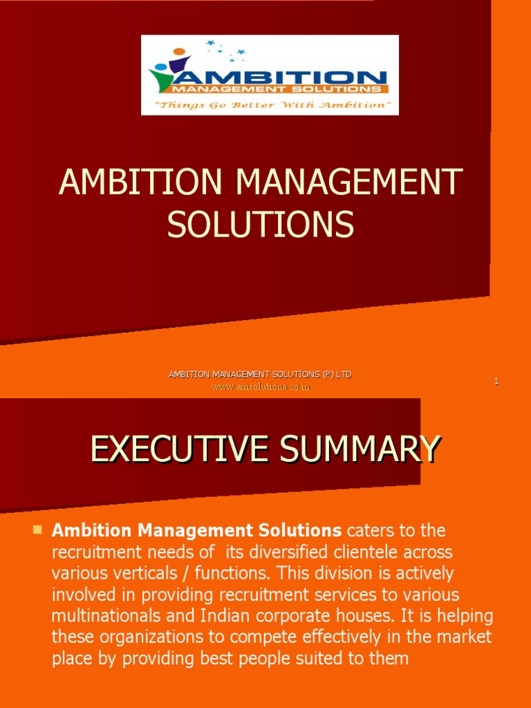 Ambition Management Solutions | PDF | Recruitment | Consultant