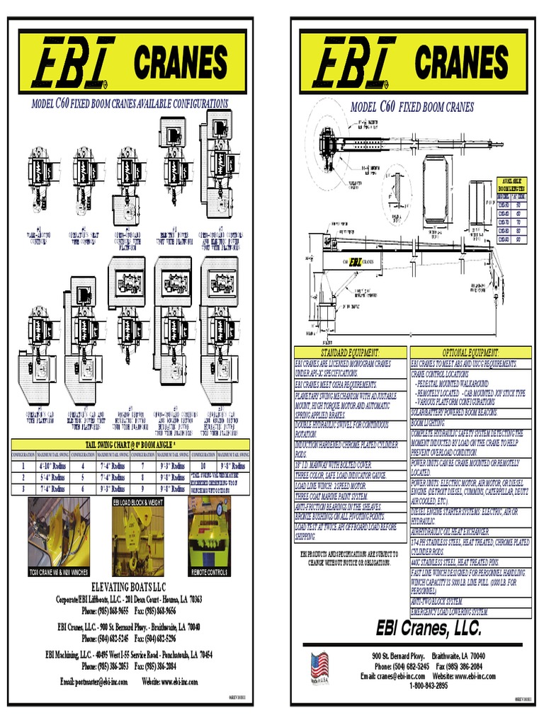 Ebi c60 Api Loadchart | PDF | Crane (Machine) | Electric Motor