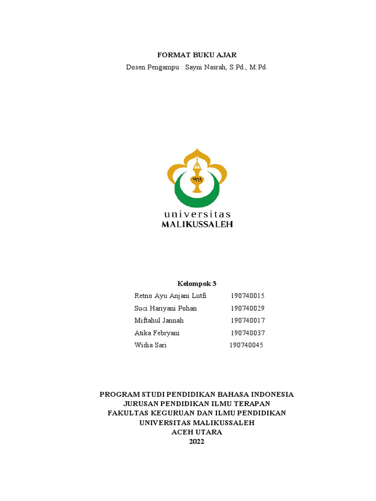 Format Buku Ajar: Struktur dan Contoh Penulisan | PDF