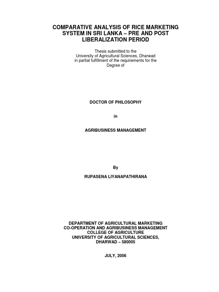 CA of Rice Marketing System in Sri Lanka | PDF | Rice | Subsidy
