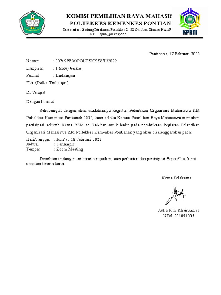 Surat Undangan BEM | PDF