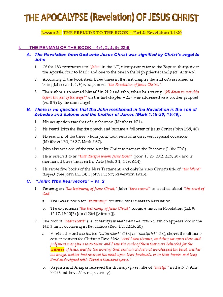03-The Prelude To The Book-Rev 1.1-20-Part 2 | PDF | John The Apostle ...