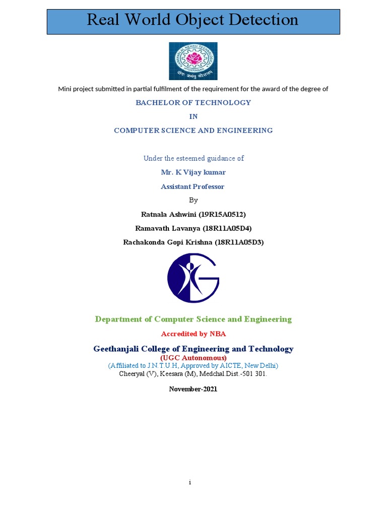Real World Object Detection: A Mini Project on Developing an Image ...