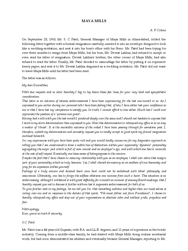 Maya Mills Personality & Management Style | PDF | Psychological ...