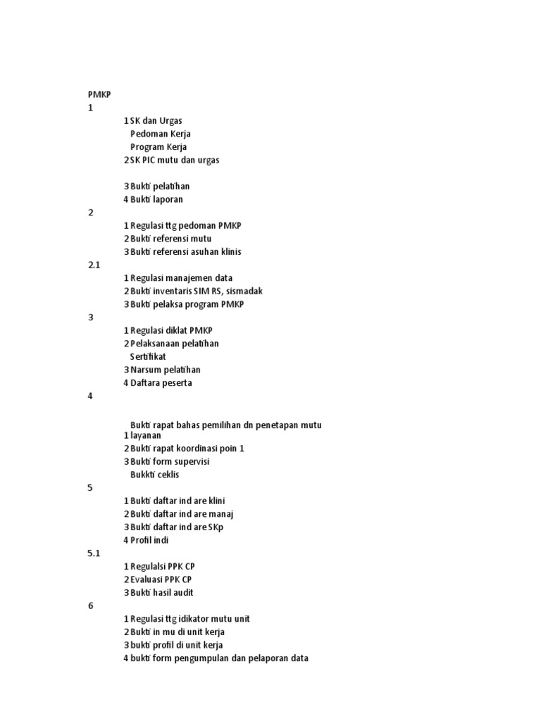 Panduan dan Bukti PMKP Rumah Sakit | PDF
