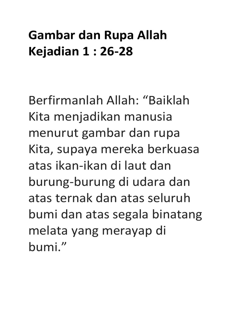 Gambar Dan Rupa Allah | PDF