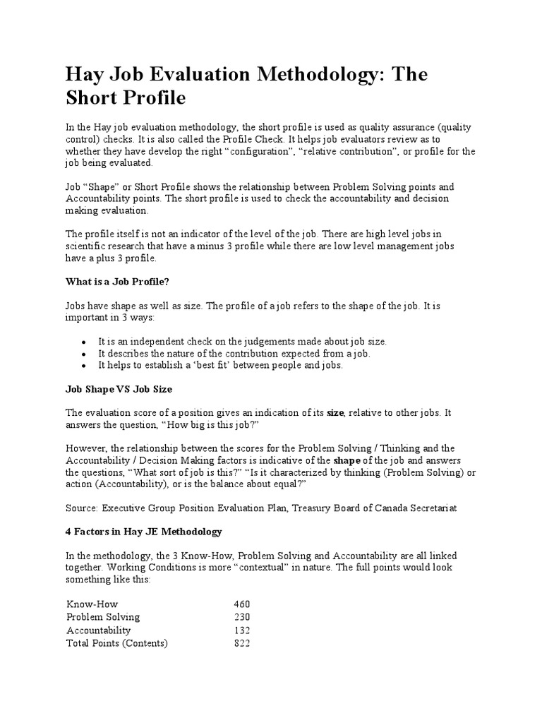 Hay Job Evaluation Methodology | PDF | Accountability | Evaluation
