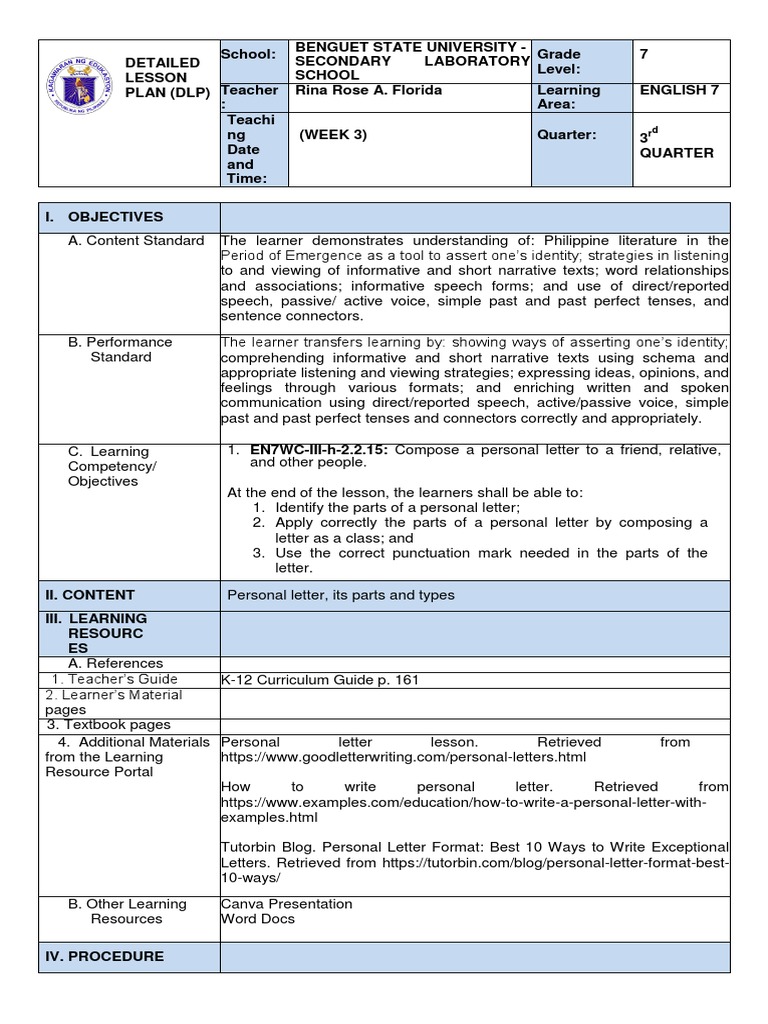 Bsed-4a - Florida, Rina Rose A. - Detailed-Lesson-Plan | PDF | Teachers ...