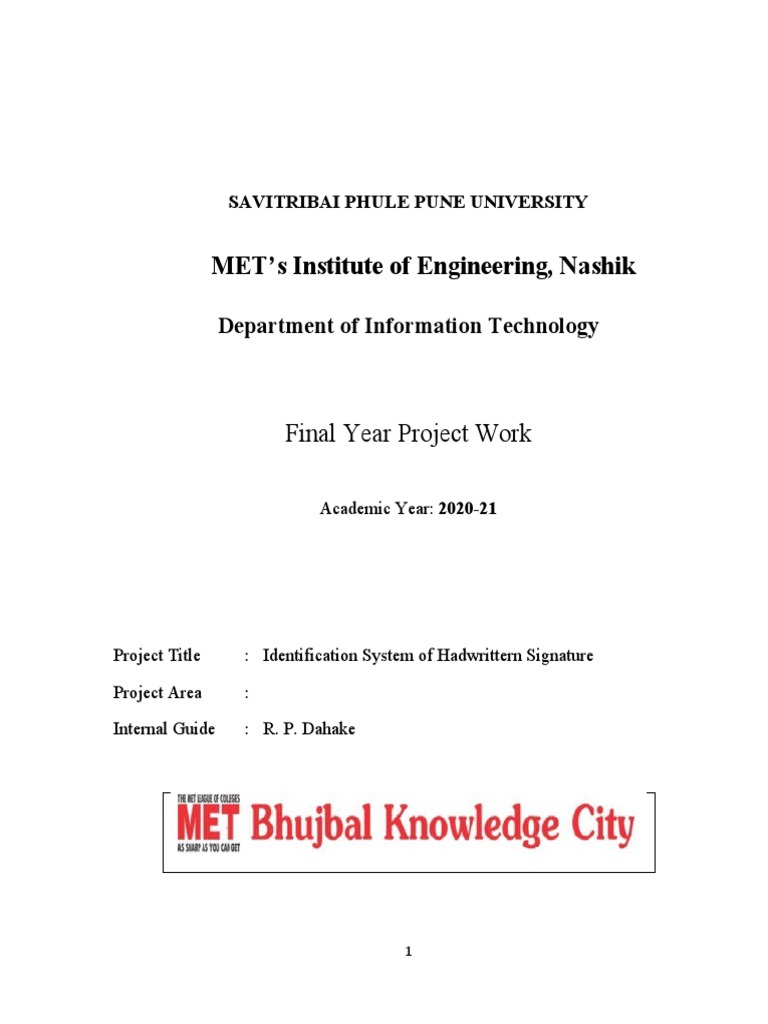 MET's Institute of Engineering, Nashik: Final Year Project Work | PDF ...